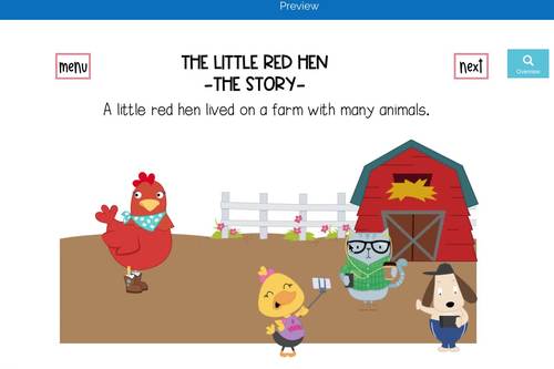 Distance Learning The Little Red Hen Boom Cards Story & Language Activities