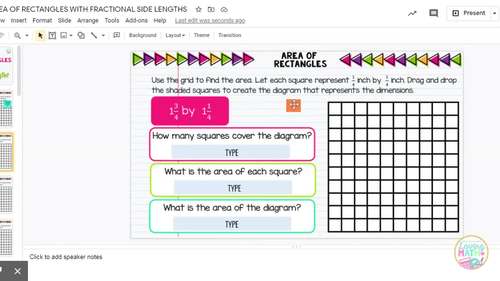 Area of Rectangles with Fractional Side Lengths Digital for Google ...