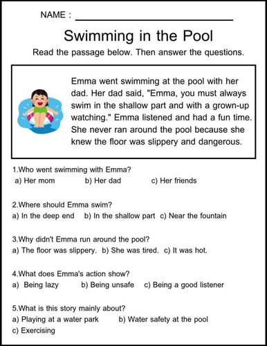 Water Safety Reading Comprehension & Life Skills | 2nd 3rd Grade