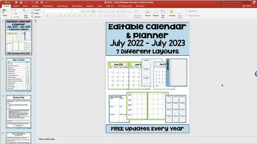 2022-2023 Editable Blue and Green Calendar and Planner with FREE Updates
