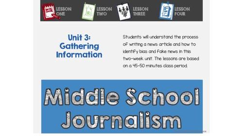Middle School Journalism Unit 3 Lessons by Brick by Brick Designs