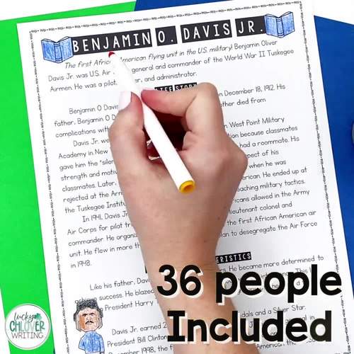 Black History Month Biography Reading Passages - 36 Biographies Included