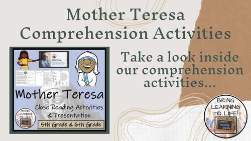 Mother Teresa Close Reading Passage & Comprehension Activities | 5th ...