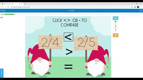 Compare Fractions with like Numerators or Denominators Boom Cards