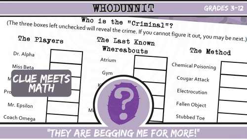Graphing Quadratic Functions Whodunnit Activity - Printable & Digital Game