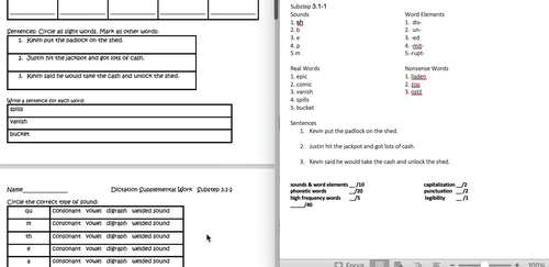 Dictations 3.1 PROGRESS MONITORING TOOL and Independent Work for each