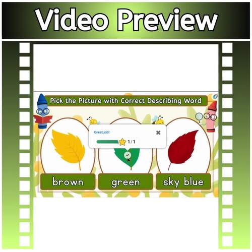 Pick the Picture with Correct Describing Word: Colors Digital Resources