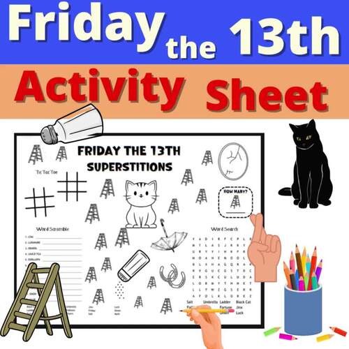 Friday the 13th Activity Sheet Coloring Worksheet by DadsDesigns