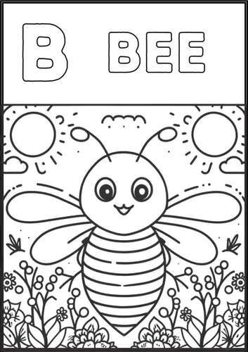 Best Printable Bee ,Lettre B,Coloring Page, Kids,Cute,PreK,sheet,Beautiful