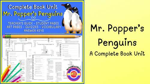 Mr. Popper's Penguins Complete Book Unit by My Teaching Library | TPT