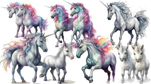 Watercolor Unicorn Clipart Set of 20 Files by ArtisticTimberStudio