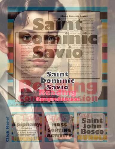 Saint Dominic Savio Reading Comprehension | Catholic Child Saint Patron ...