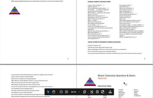 Bloom's Taxonomy Stems & Guiding Questions for Social Studies and Geography
