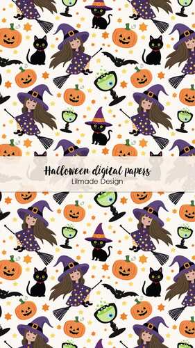 Seamless Halloween digital papers | TPT