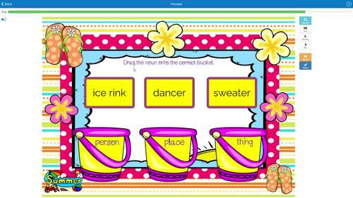 Summer Nouns Person Place Thing Boom Cards™ by The British Kitty