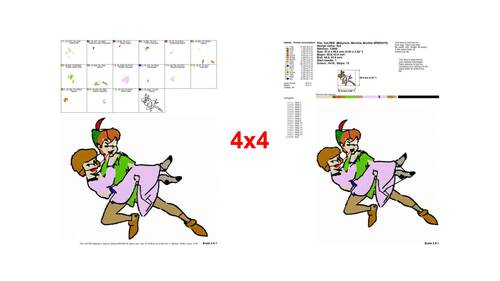 Classic Peter Pan holding Wendy Darling cartoon embroidery designs ...