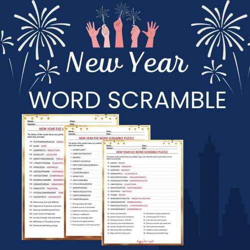 New Year's Eve Word Scramble 8 Huge Puzzles Bundle Worksheets Winter ...