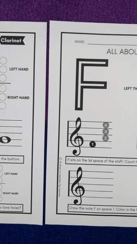 Beginner Band: CLARINET | The First Five Notes | Worksheets | Playing ...