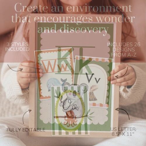 Alphabet Posters Whimsical Classroom Decor Handwriting Lines & Cursive ...