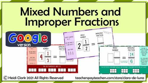 Digital Mixed Numbers and Improper Fractions BUNDLE for Google Classroom