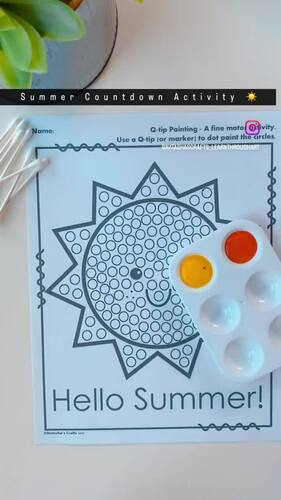 Q tip Painting Summer Craft Fine Motor Activities Fourth of July Back ...