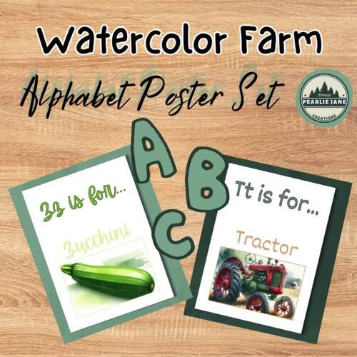 Farm Alphabet Posters A-Z for Classroom Decor by Pearlie Janes Creations