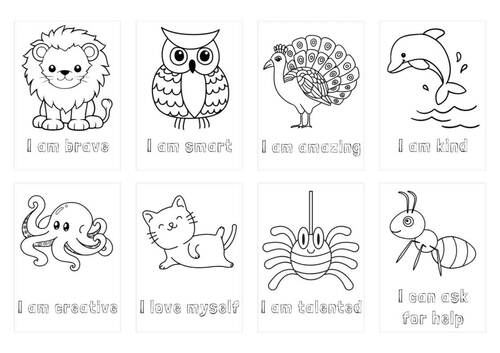Animal-Themed Affirmation Cards For Kids | Coloring by The Digivita