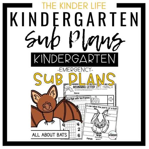 Kindergarten Bats Emergency Sub Plans | NO PREP October Sub Plans K ...