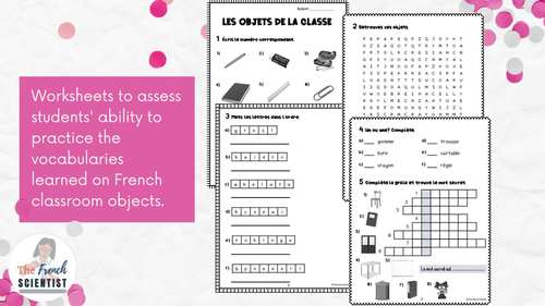 FRENCH Les Objets de la Classe / Classroom Objects Activities Worksheets
