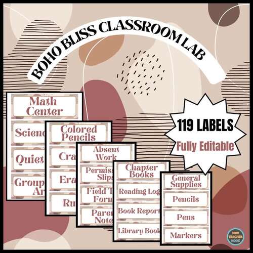 Boho Bliss Classroom Labels | Fully Editable | Boho Decor by New ...