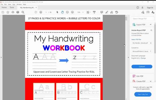 Printable Handwriting Practice Workbook - Uppercase and Lowercase ...
