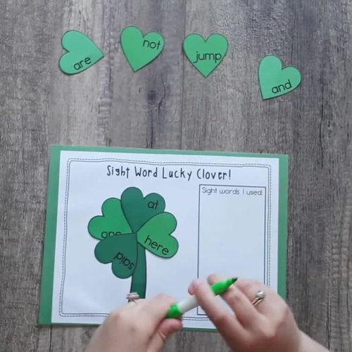 Sight Word Lucky Clover Literacy Center for Kindergarten for St-Patrick ...