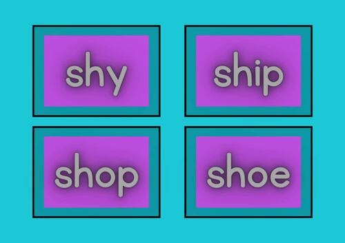 Sh Digraph Words Phonics Flashcards in Colorful Simple Style | TPT