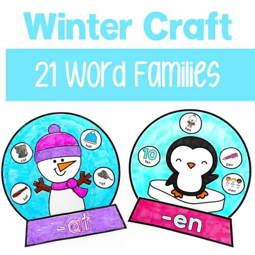 Winter Word Family Craft CVC Words Snowman Penguin Craft Rhyming ...