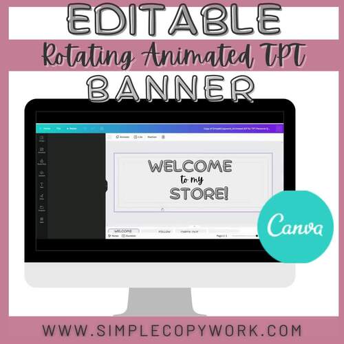 Rotating Animated Personal Quote Box and Banner for TPT Store, Edit in ...