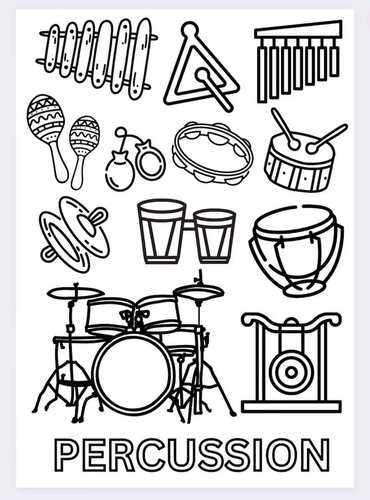Musical Instrument Coloring In Sheets | Easy Printable Sub Lesson