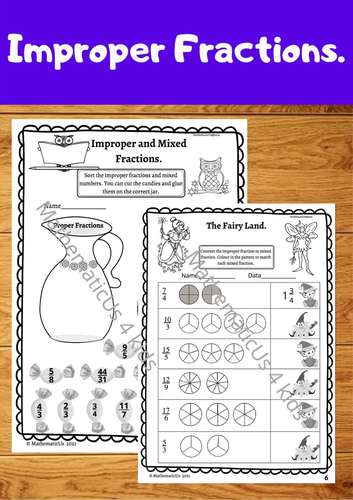 Improper Fractions and Mixed Numbers Activities and Mazes by MathematicUs