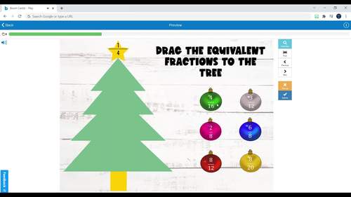 Equivalent Fractions Christmas Tree Boom Cards by Hands on Learning LLC