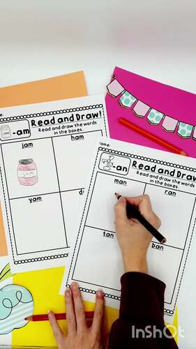 CVC Words Worksheets Read and Draw Kindergarten 1st Grade by Crayon ...