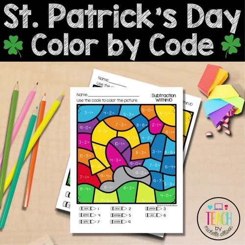 Addition Color by Code | March Color by Code by Teach by Michelle Allison