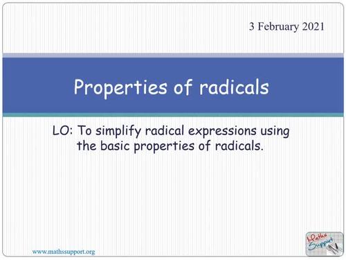 Properties of radicals by Maths Support Centre | TPT