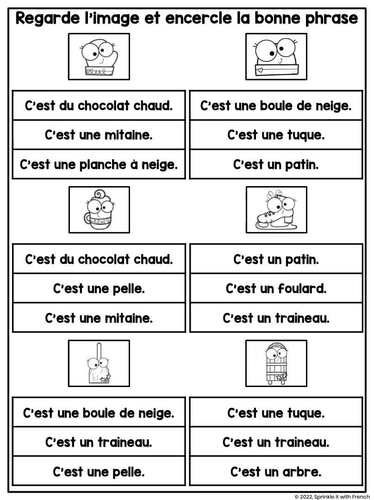 French Winter Reading Activities | Les activités de lecture | L'hiver