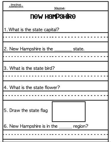 New Hampshire, Worksheets, 50 States Special Education | TPT