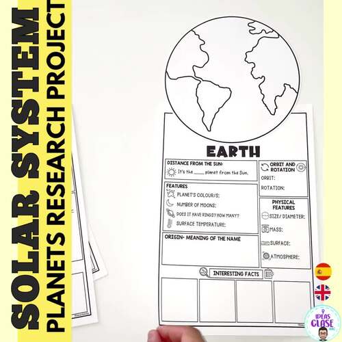 Solar System Planet Research Project (English & Spanish) by Ideas Clase abc