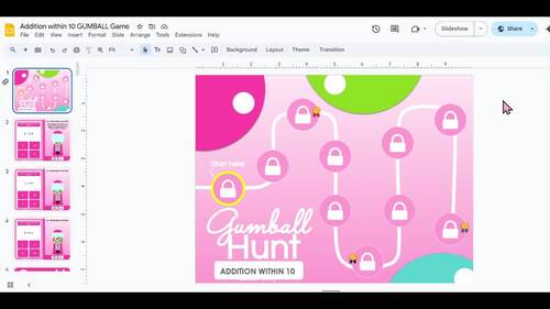 Digital Addition within 10 Math Fact Fluency FUN Gumball Game 1st 2nd ...
