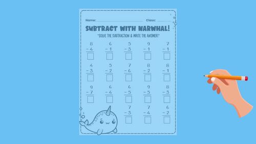 Narwhal Addition & Subtraction 1-10 | K1 Early Math Practice by LittleWise