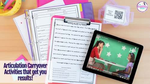 Articulation Carryover Activities for Speech Therapy R, TH, S, Z, L ...