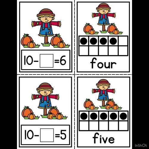 Autumn K-2 Math Facts Activity Task Cards {Parts of 10} | TPT