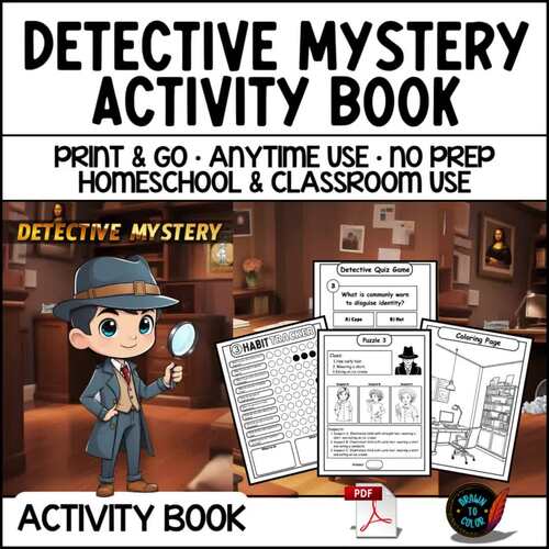 Detective Mystery Activity Book | Puzzles, Mazes, Coloring Pages ...