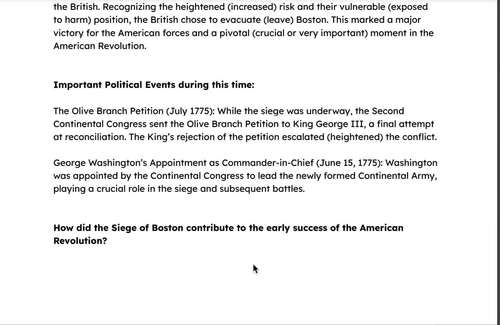 Key Battles and Events of the Revolutionary War by Secondary Streamlined